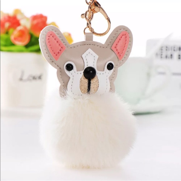 Accessories | Fuzzy Frenchie Pompom Bag Charm Keychain | Poshmark